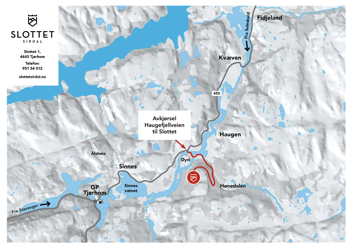 Kart Slottet Sirdal - Slottet Sirdal